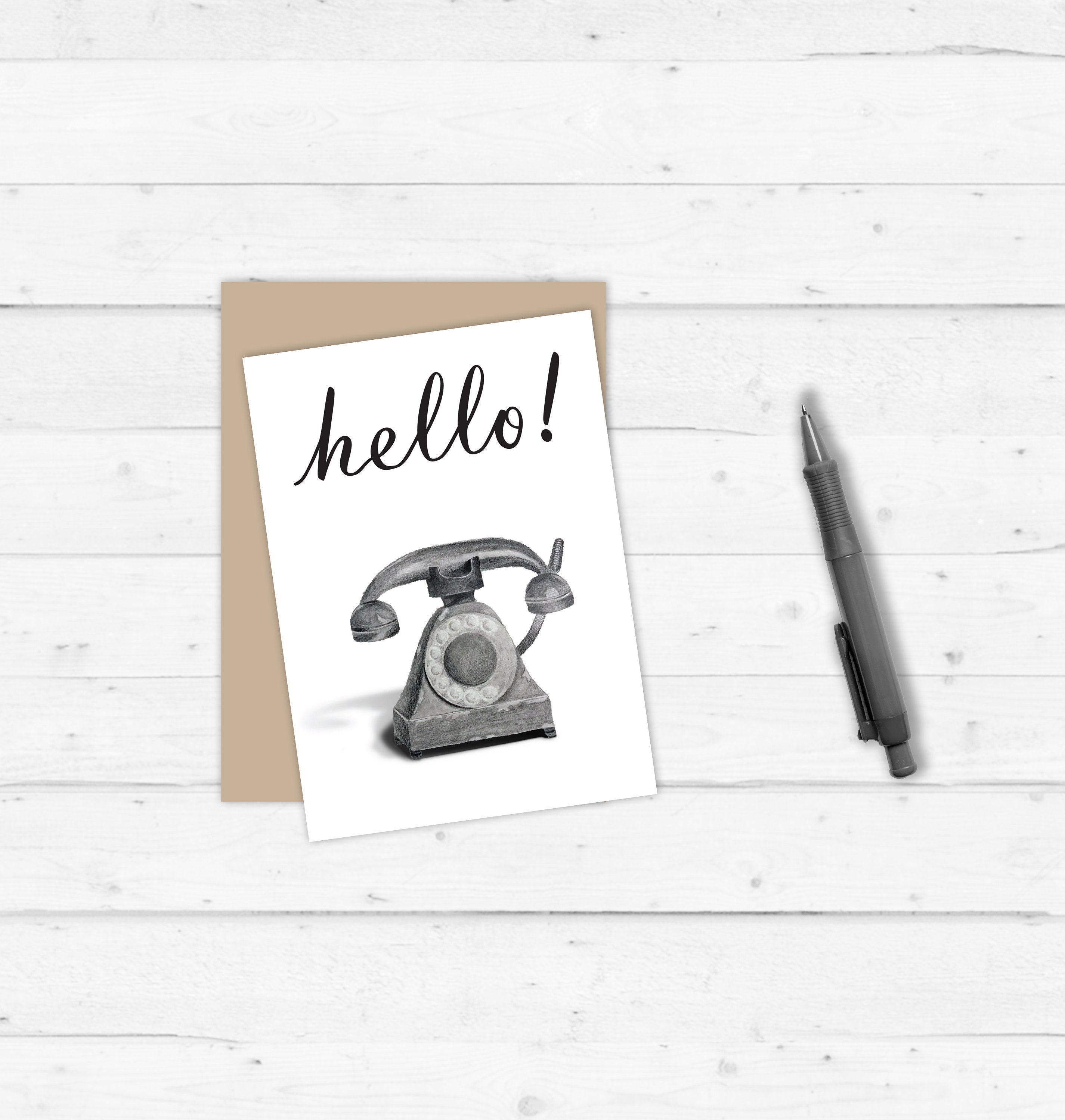 Hello Greeting Card, Printable Greeting Card, Old Fashioned Telephone ...