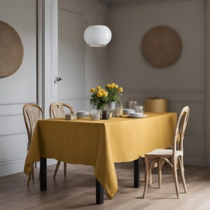 Mustard Yellow Linen Tablecloth, Dinner Tablecloth, Stonewashed ...
