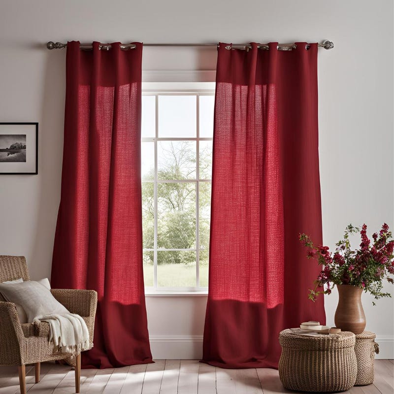 Red Curtains - Etsy