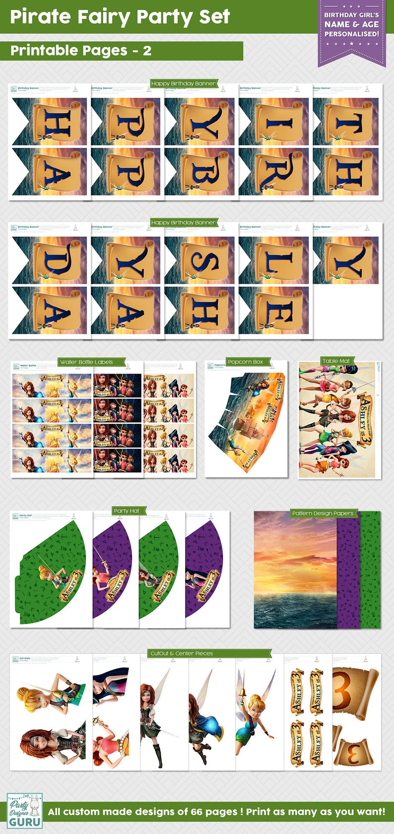 Pirate Fairy Birthday Party Set, Tinkerbell and the Pirate Fairy ...