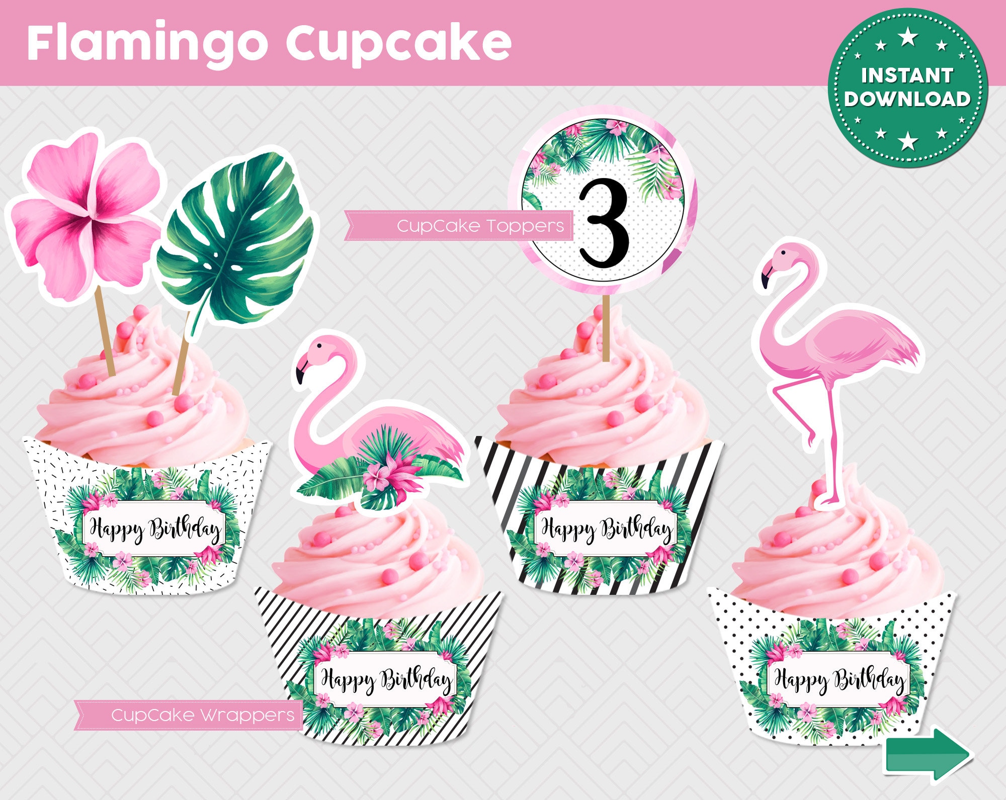 DIGITAL Download Flamingo Cake Topper Flamingo Decor Flamingo Party ...