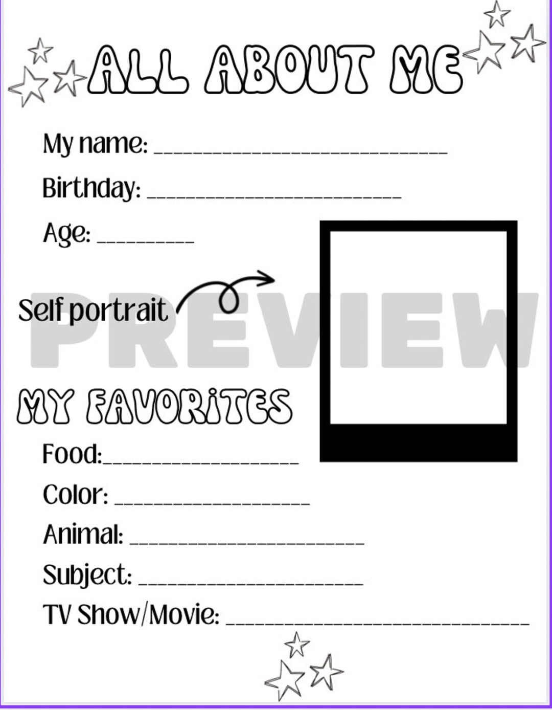 All About Me Activity, Back to School Activity, Elementary School ...