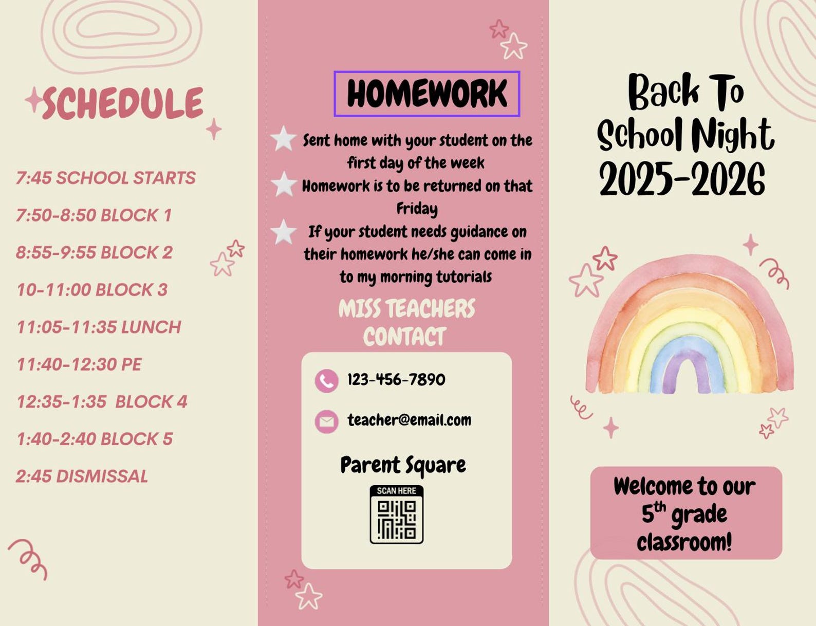 Back to School Brochure, Open House Editable Template, Meet the Teacher ...