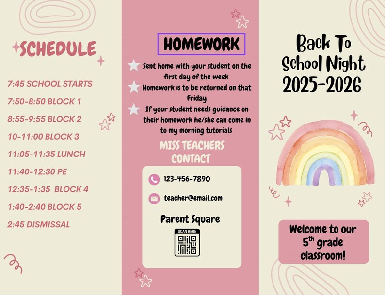 Back to School Brochure, Open House Editable Template, Meet the Teacher ...