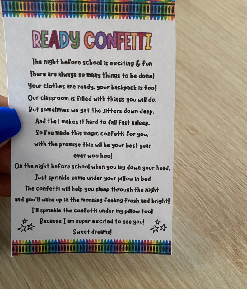 Ready Confetti Bags, Back to School, Ready Confetti, First Day of ...