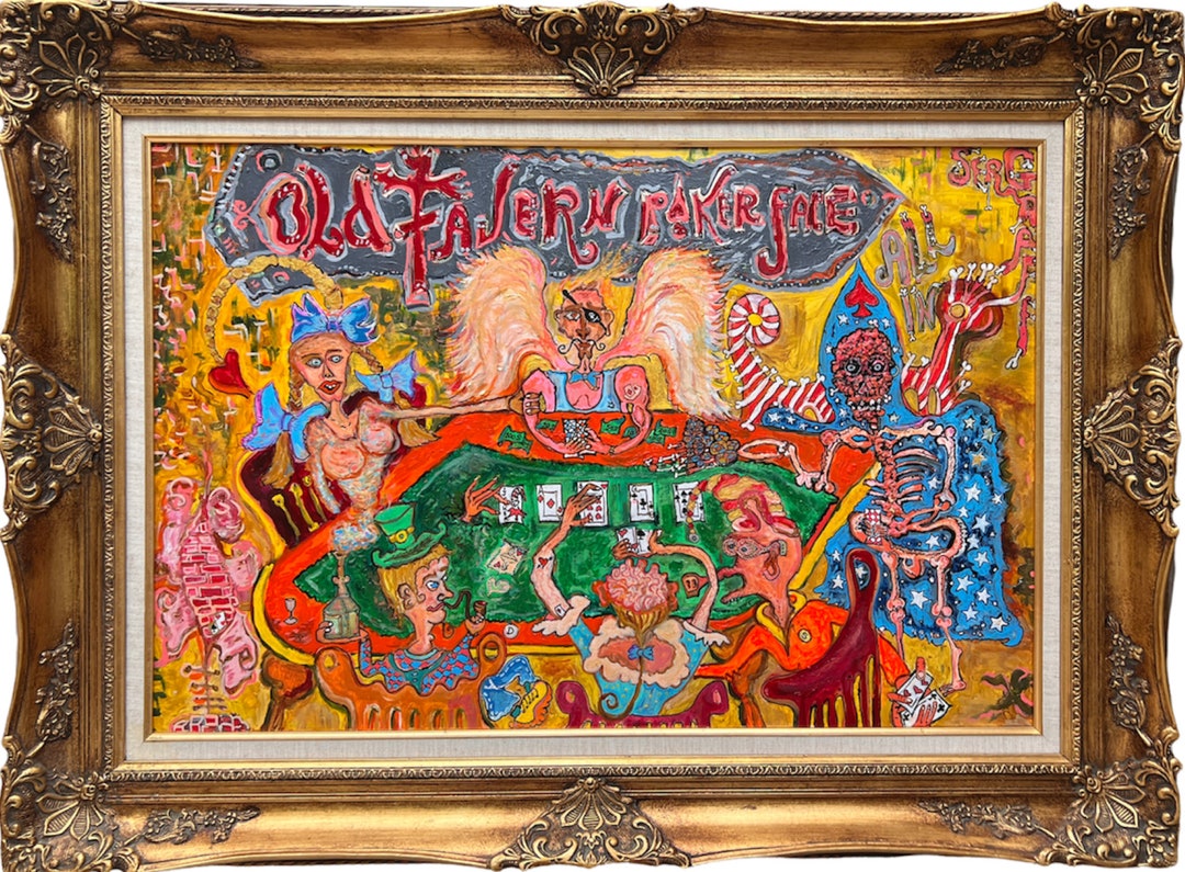 Unique Large Painting on Canvas by Serg Graff "card Sharping". READ ...