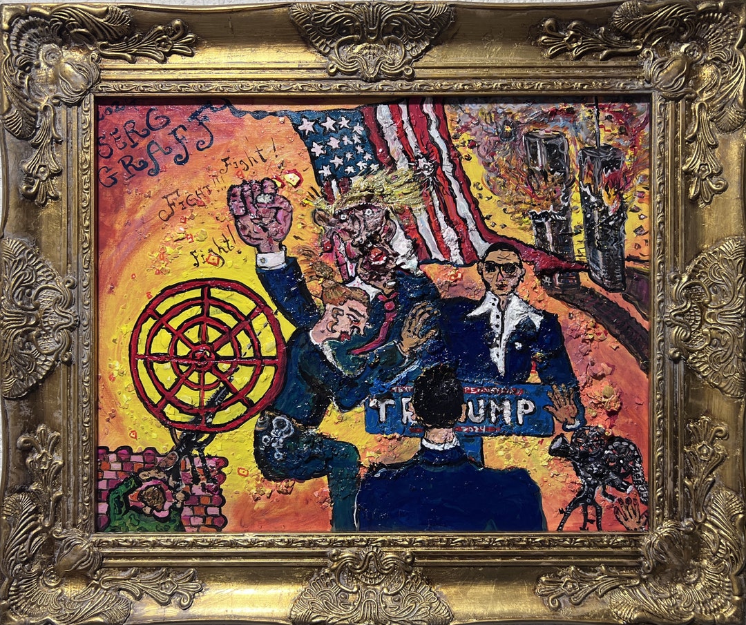Original Political Art "fight" by Serg Graff Acrylic Painting, Framed ...
