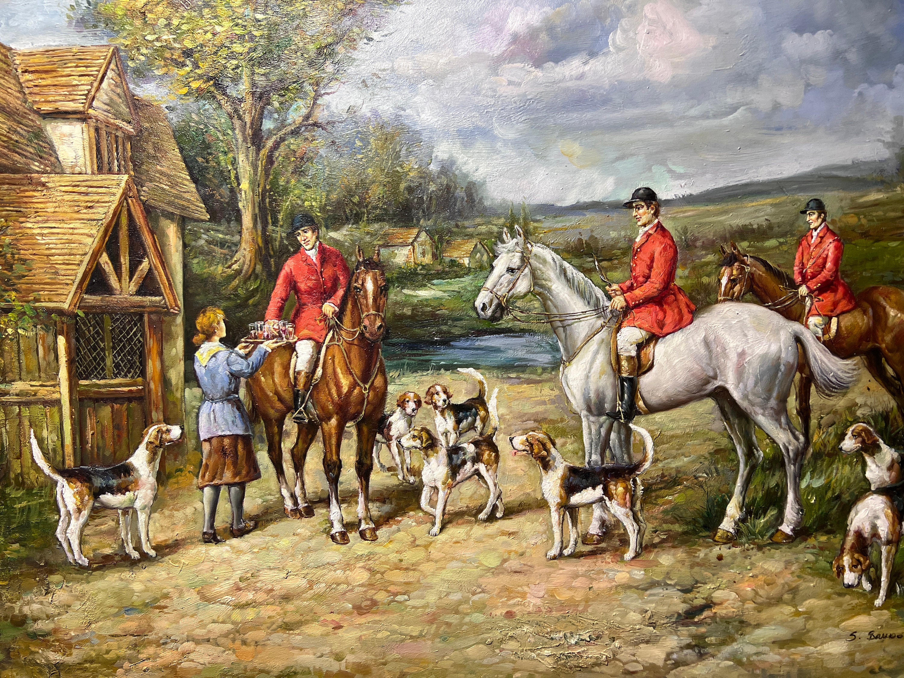 S.bruno Original Large Oil Painting on Canvas, English Hunting Scene ...
