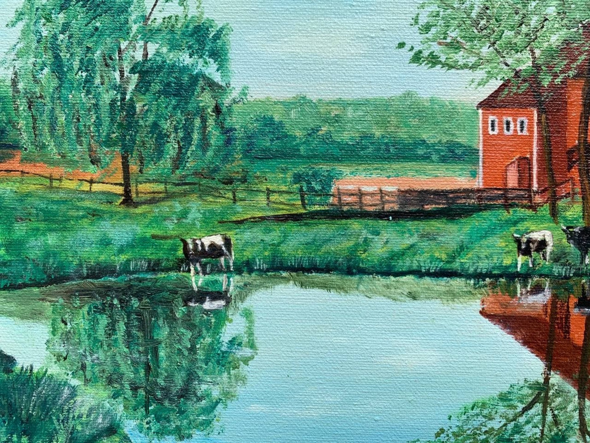 Rural scenery paintings with children and animals - neryinvest