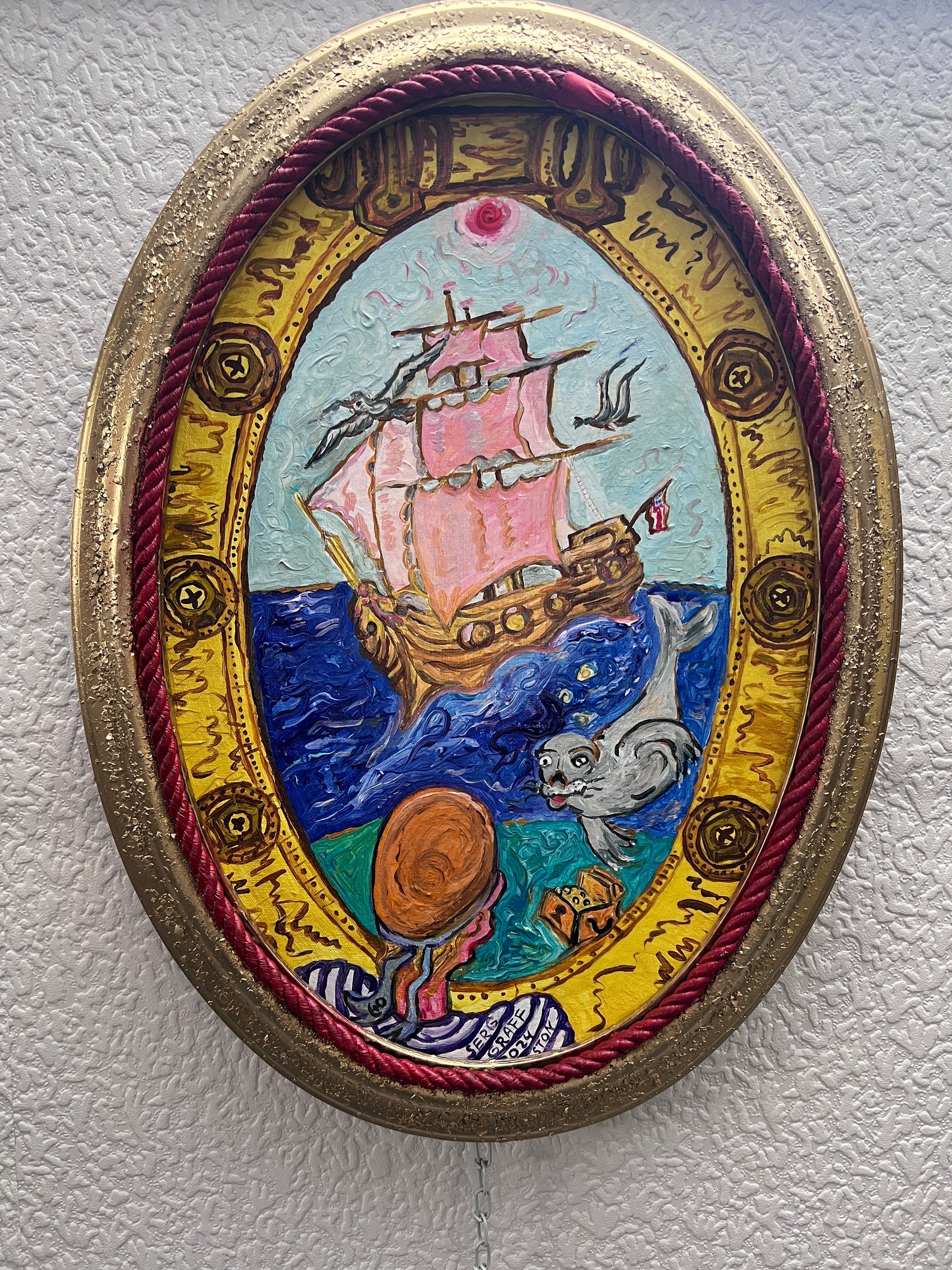 Oil Painting on Canvas Board by Serg Graff, Seascape yellow Submarine ...