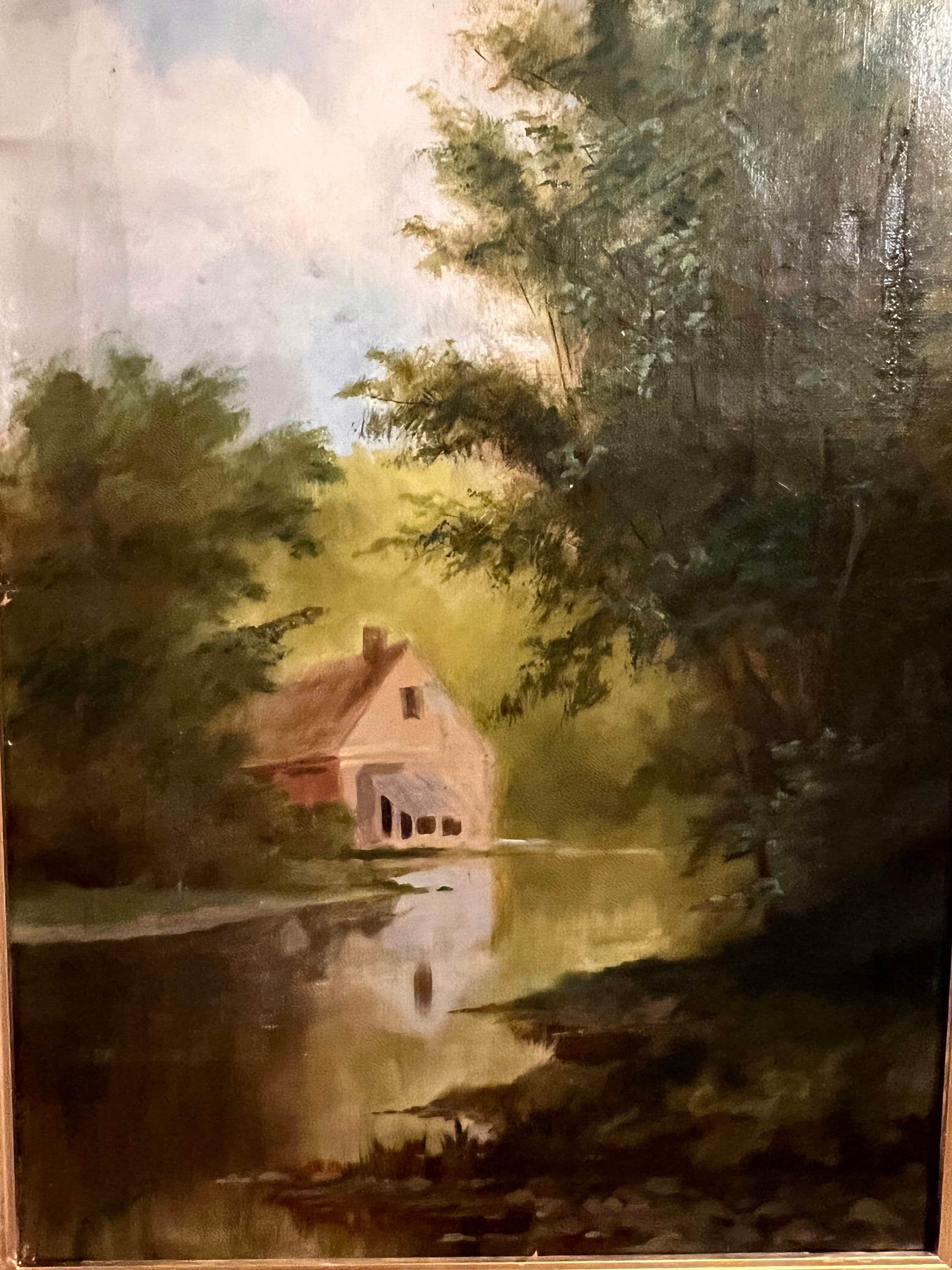 Antique T. BAILEY Original Oil Painting on Canvas, Landscape, Gold ...