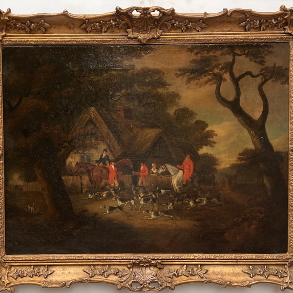 Antique Hunting Scene Oil Painting - Etsy