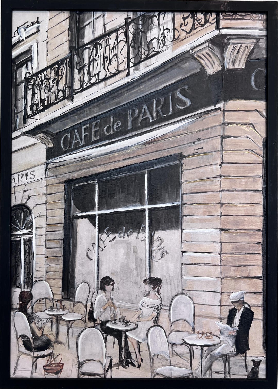 Cafe De Paris Framed Textured Canvas Print – French Bistro Scene – 20 ...