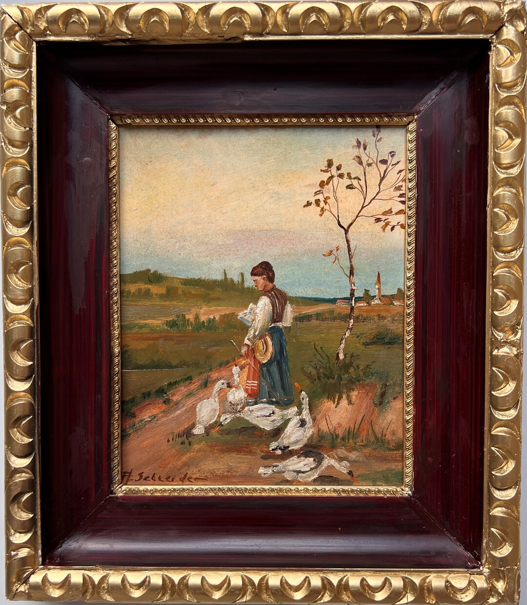 Listed American Artist Arthur Schneider (1866-1943) Antique Original ...