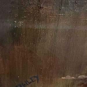 Antique T. BAILEY Original Oil Painting on Canvas, Landscape, Gold ...