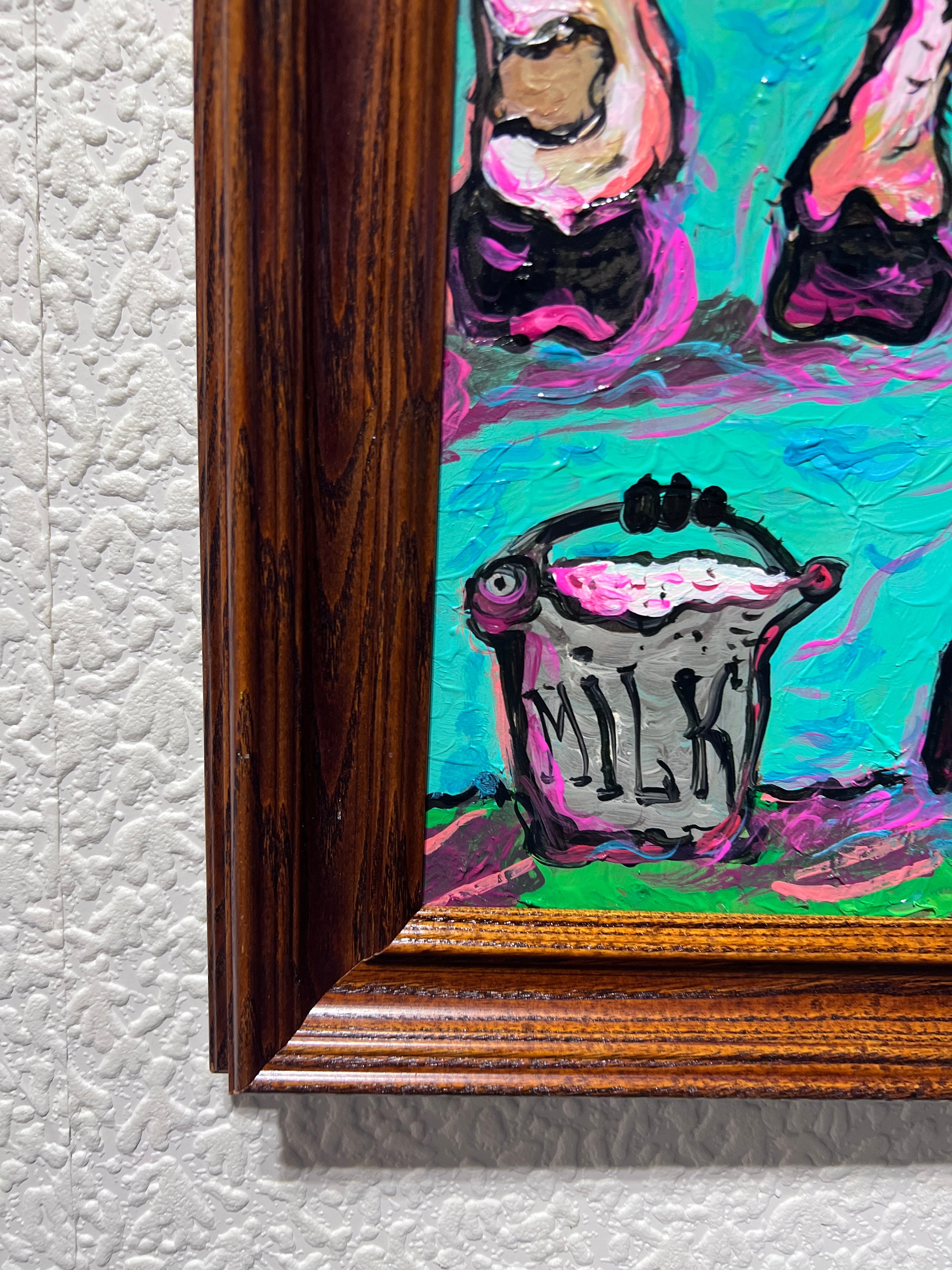 Original Painting on Board in Cartoon Style by Serg Graff happy Cow ...