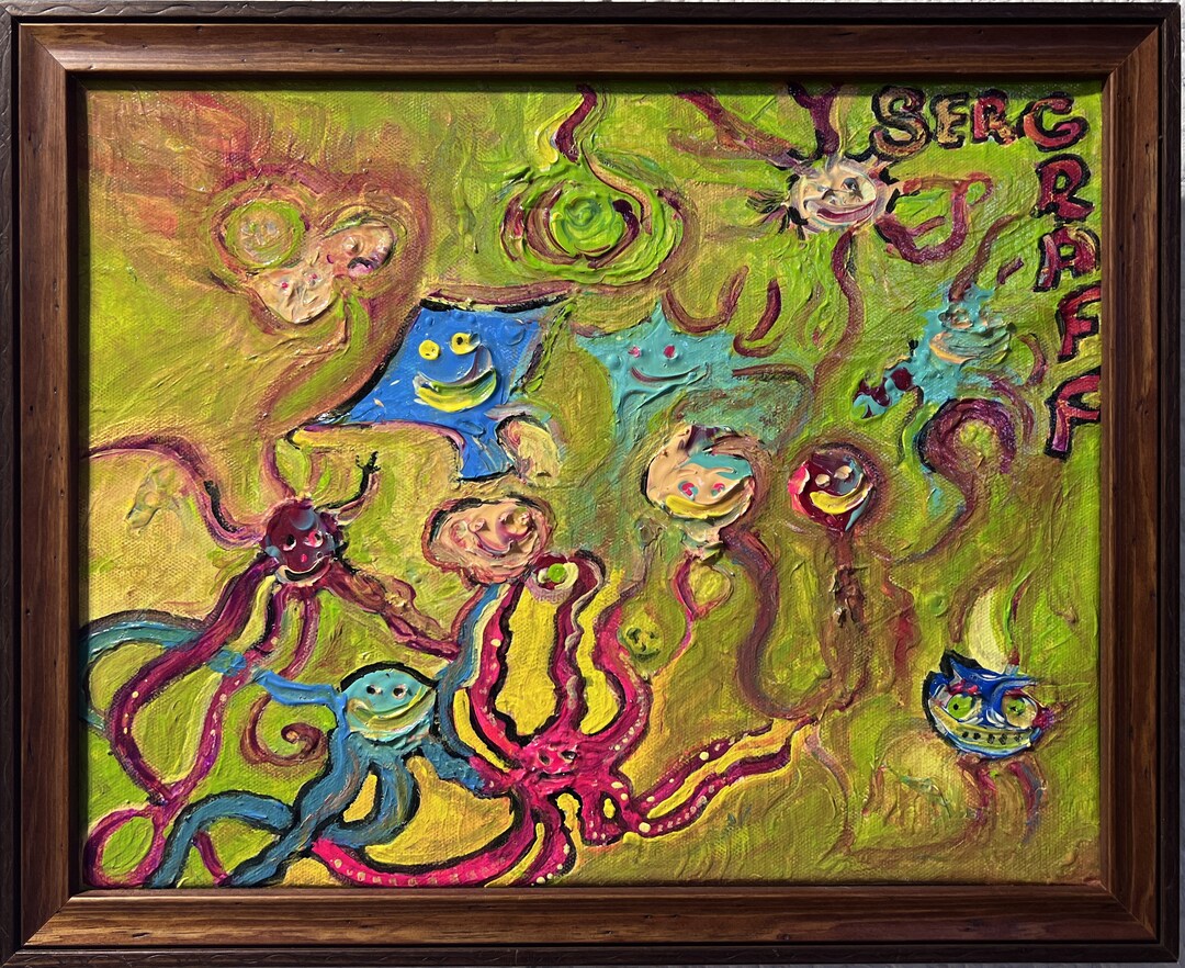 Abstract Painting on Canvas by Serg Graff "funny Octopuses", COA - Etsy