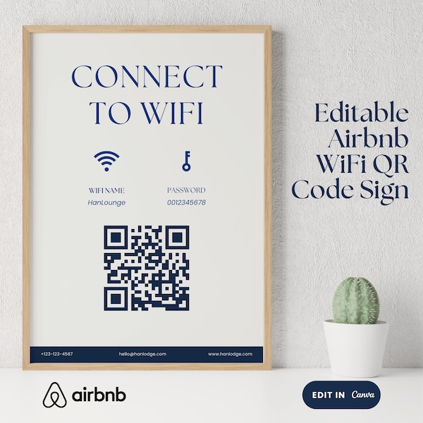 Airbnb Wifi Sign Qr Code - Etsy