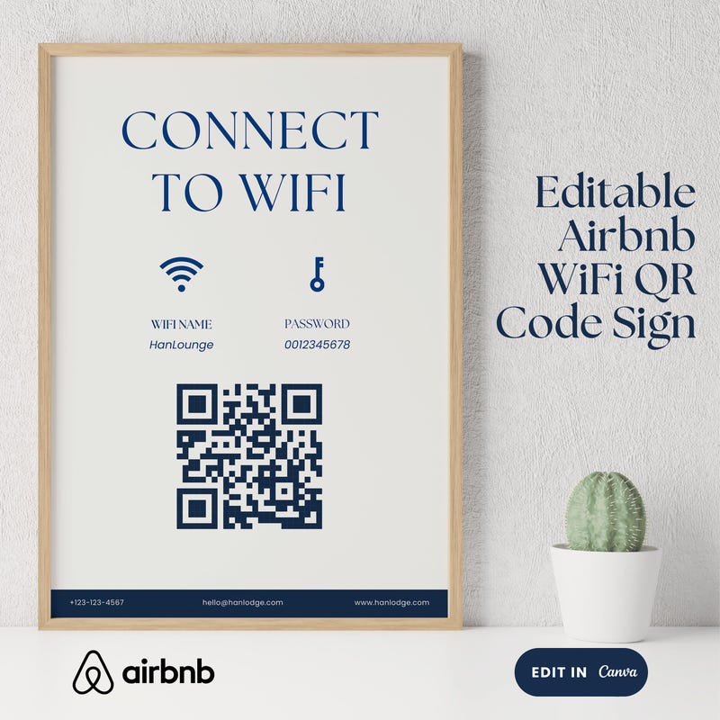 Airbnb Wifi Sign Qr Code - Etsy