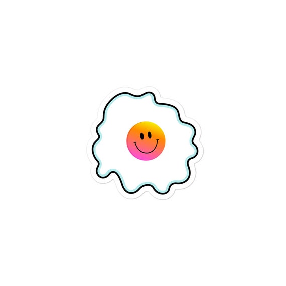 Eggy Smiley Face Sticker - Etsy UK