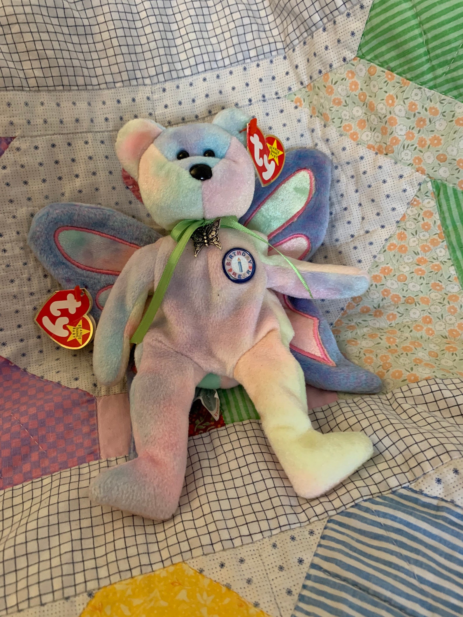 OOAK Custom Ty Beanie Baby Plush Butterfly Birthday Bear | Etsy