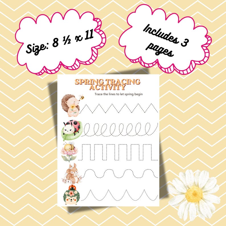 Spring Pre-writing Tracing Worksheets, Preschool Fine Motor Activity ...