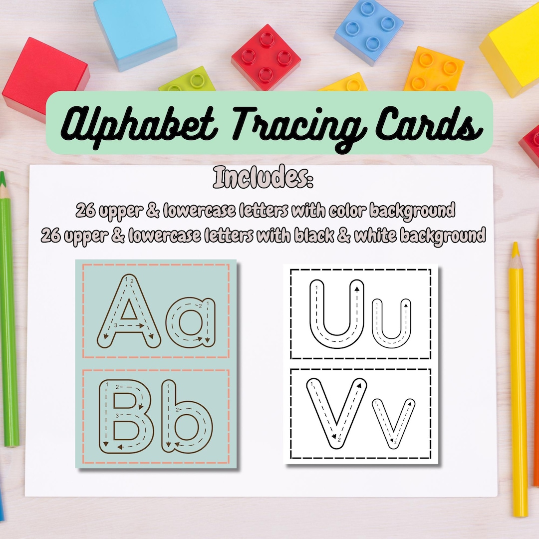 Alphabet Tracing Cards Printable, ABC Learning Flashcards, Preschool ...