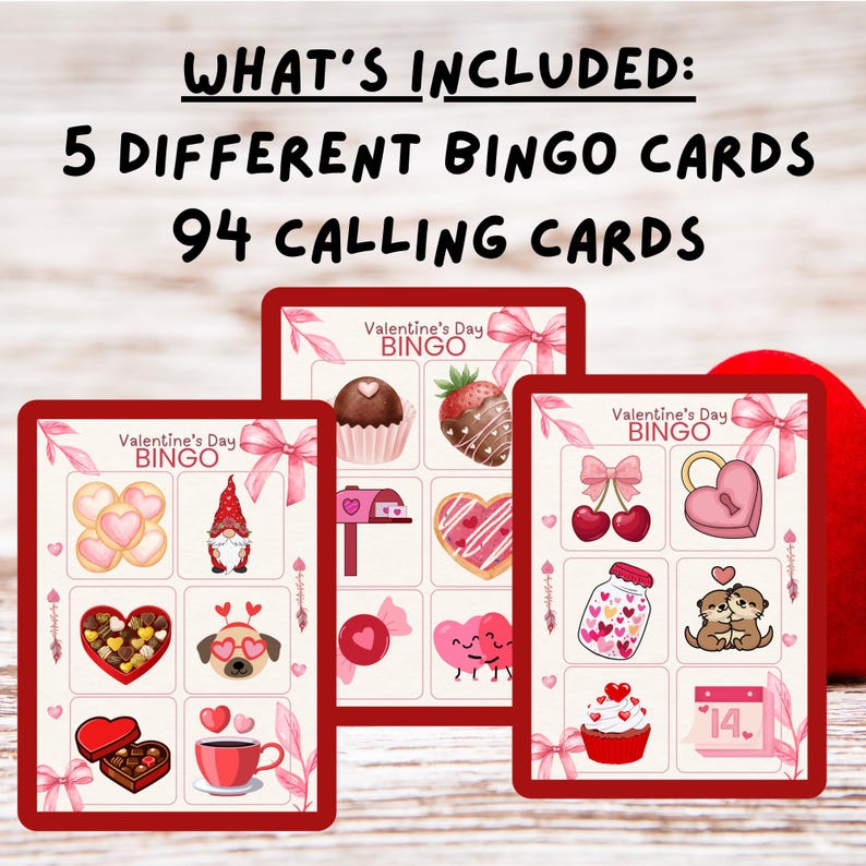Valentines Day Bingo Game for Kids, Classroom Valentine Activity, Heart ...