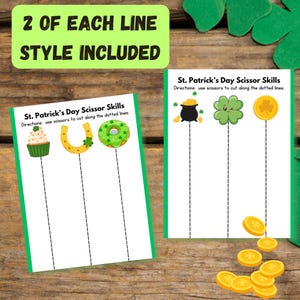 St. Patricks Day Scissor Skills Worksheets, Preschool Fine Motor ...