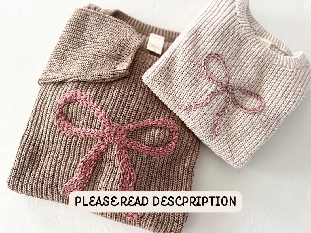 Custom Bow Sweater, Baby Sweater, Oversized Baby Sweater, Little Girl ...
