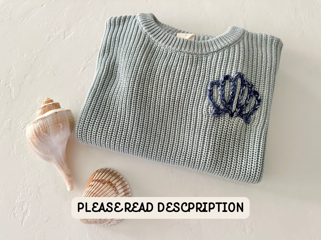 Custom Seashell Embroidered Sweater, Embroidered Sweater, Girls ...
