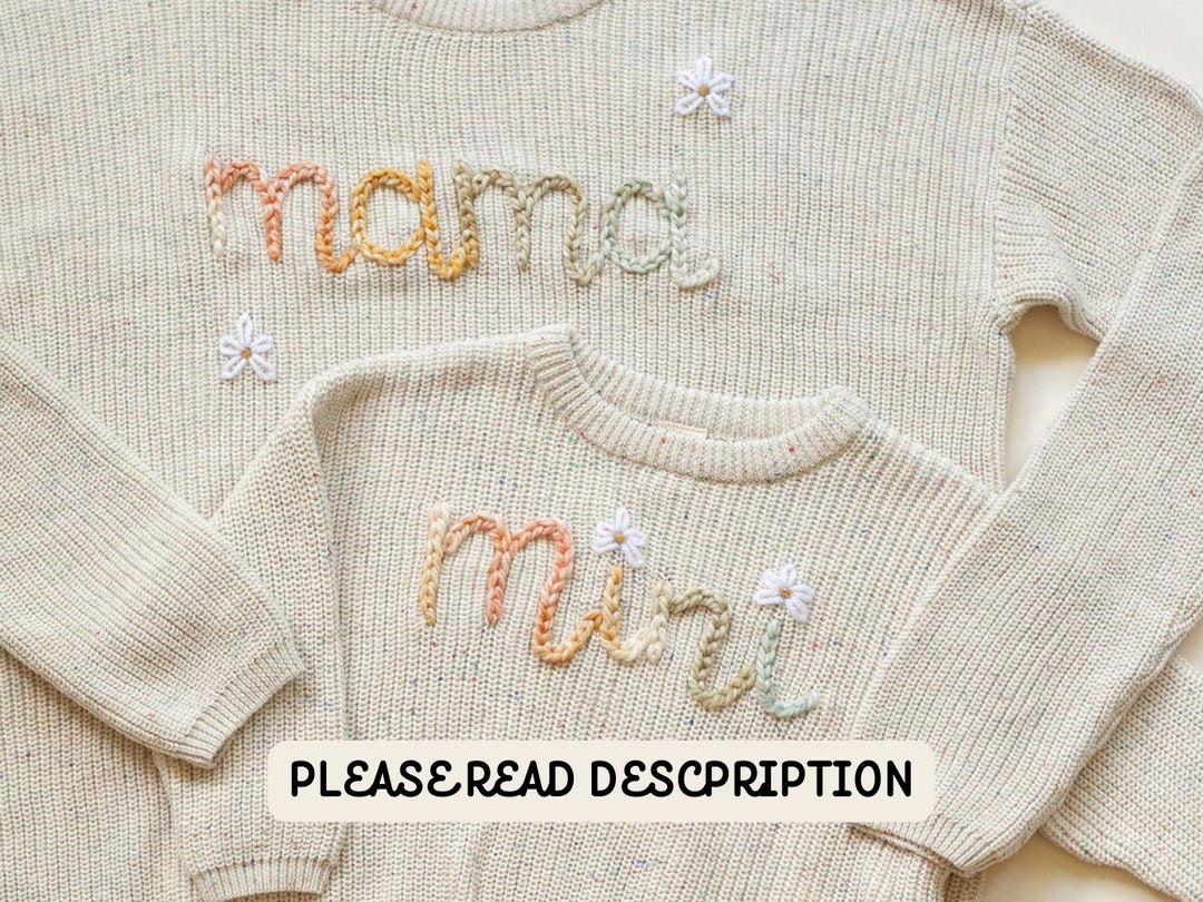 Custom Embroidered Mama and Mini Sweater, Embroidered Sweater, Mama ...