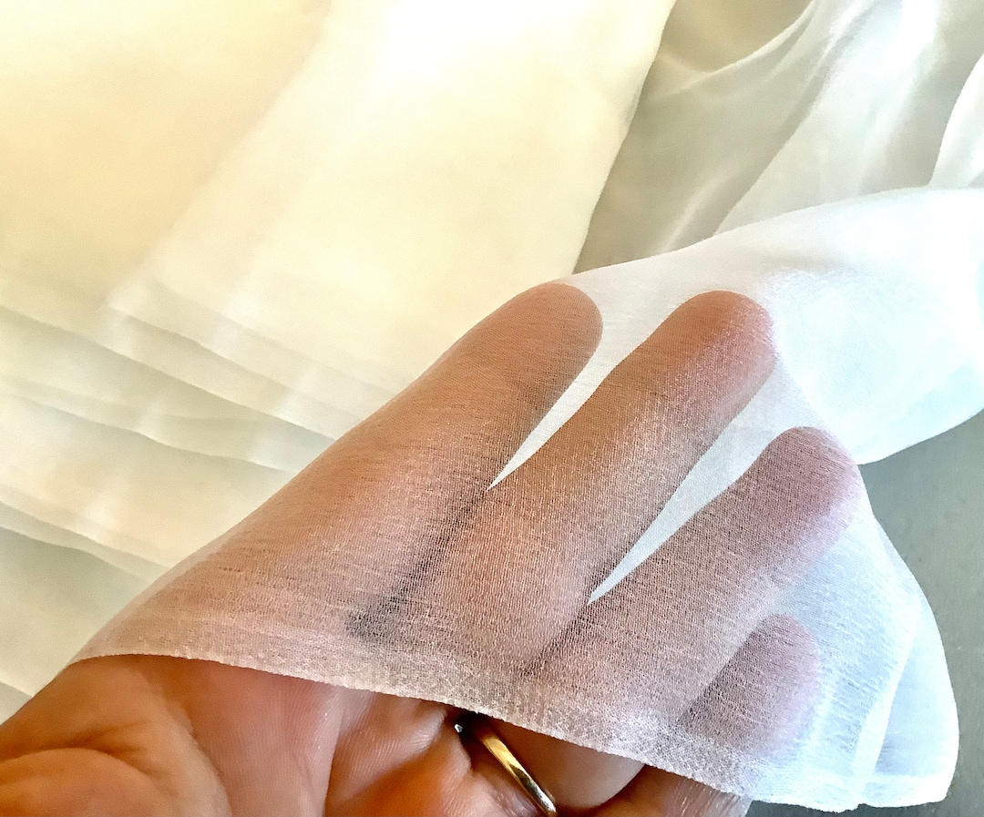 Rare 5553100% SILK GAUZE White 3mm,by Theyard,sheer,delicate,air Light ...