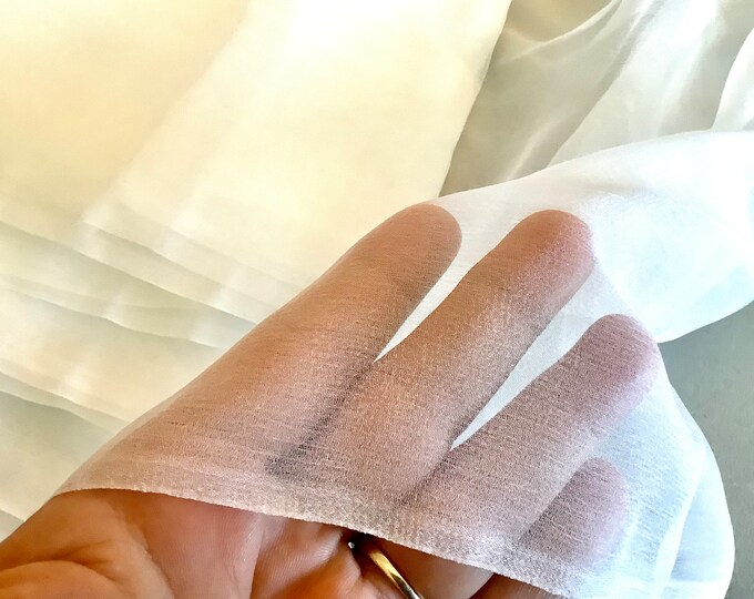 Rare 55”(53”)100% SILK GAUZE White 3mm,by Theyard,sheer,delicate,air ...