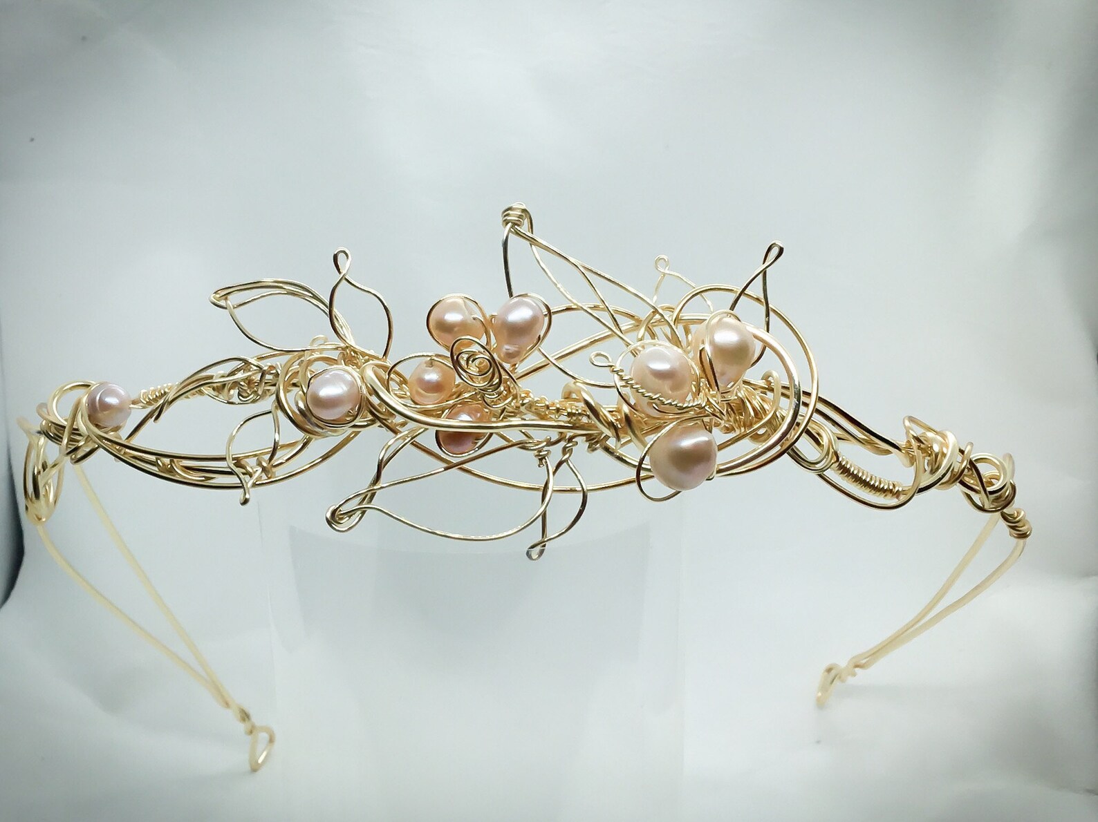 CIRCLET HEADBAND Light Gold tone Fresh water Peale Pearls | Etsy