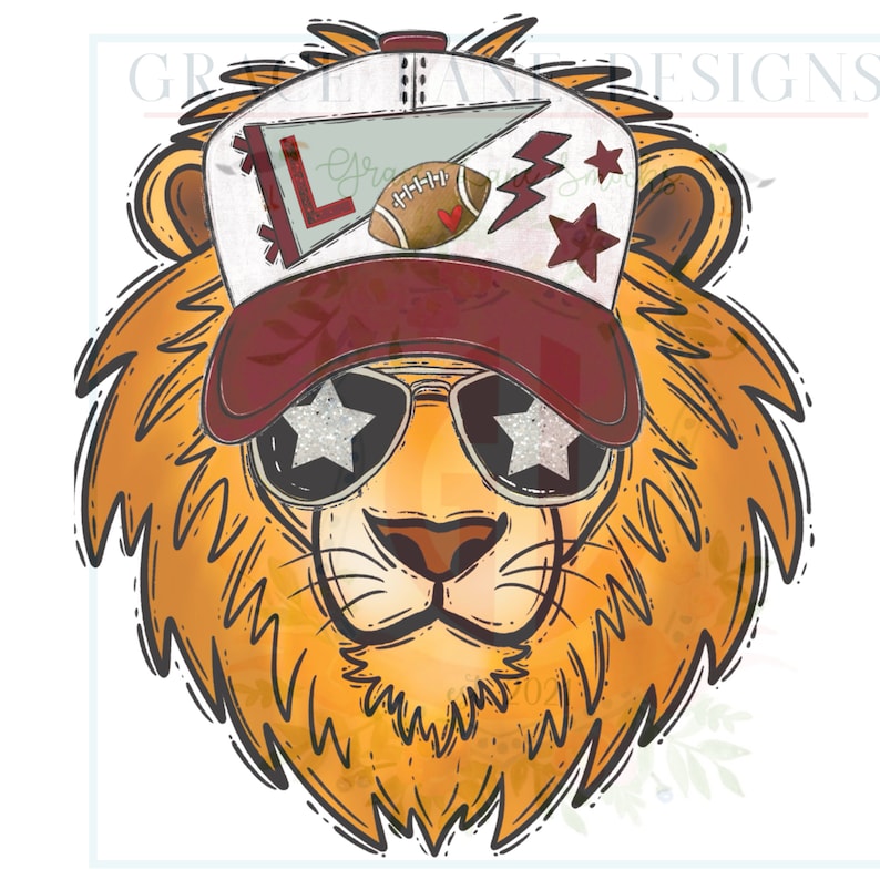 Maroon Lion HIGH SCHOOL MASCOT Trucker Hat Custom Orders Png Hand Drawn ...