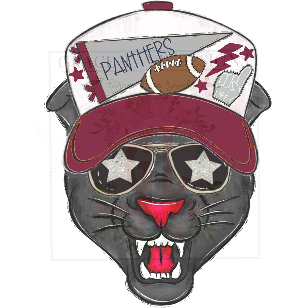 PANTHER Maroon Grey Trucker Hat Png Hand Drawn Procreate Digital ...