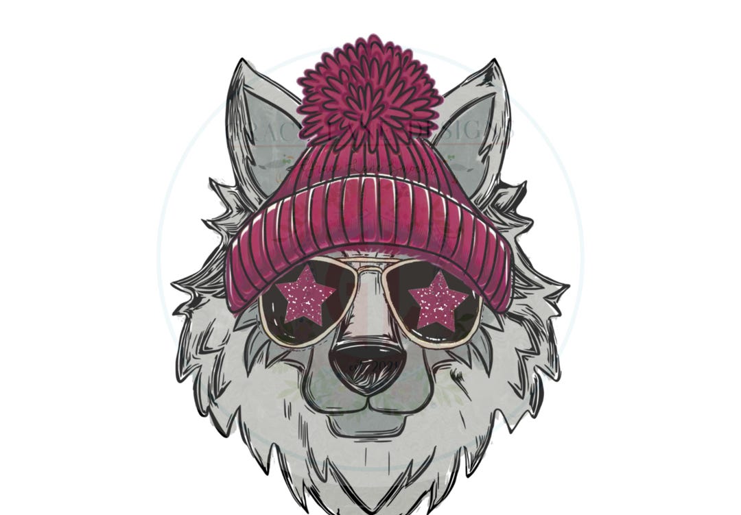 Maroon Wolves Mascot Beanie Hat Png Hand Drawn Procreate Digital ...