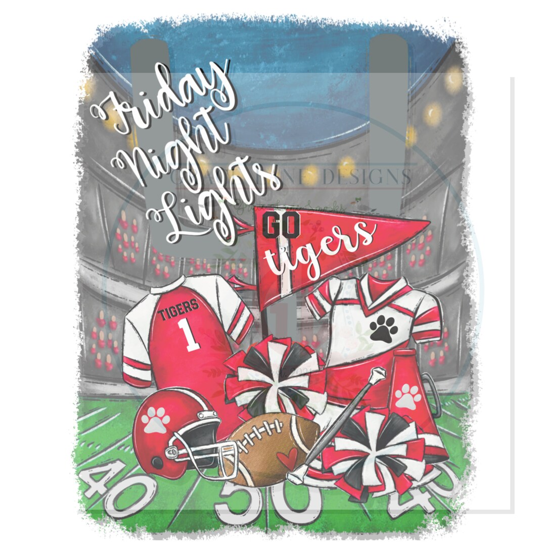 RED TIGERS Friday Nights Under Stadium Lights PNG Hand Drawn Procreate ...