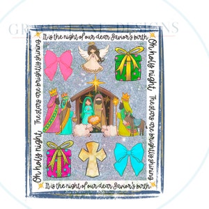 Oh HOLY Night PNG Hand Drawn Sublimation Nativity Manger Scene Jesus ...