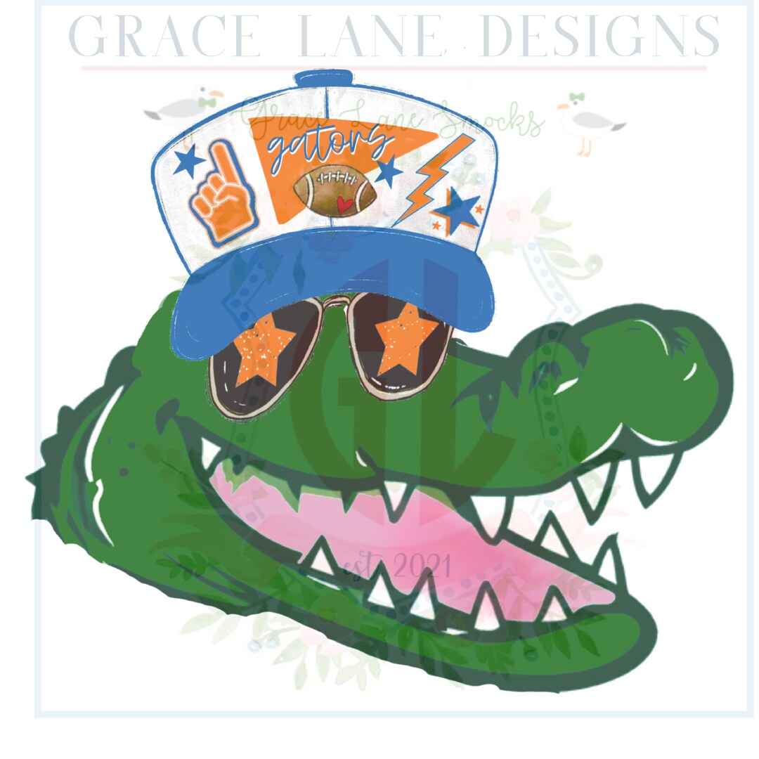 ORANGE BLUE GATOR Trucker Hat Png Hand Drawn Procreate Digital Download ...