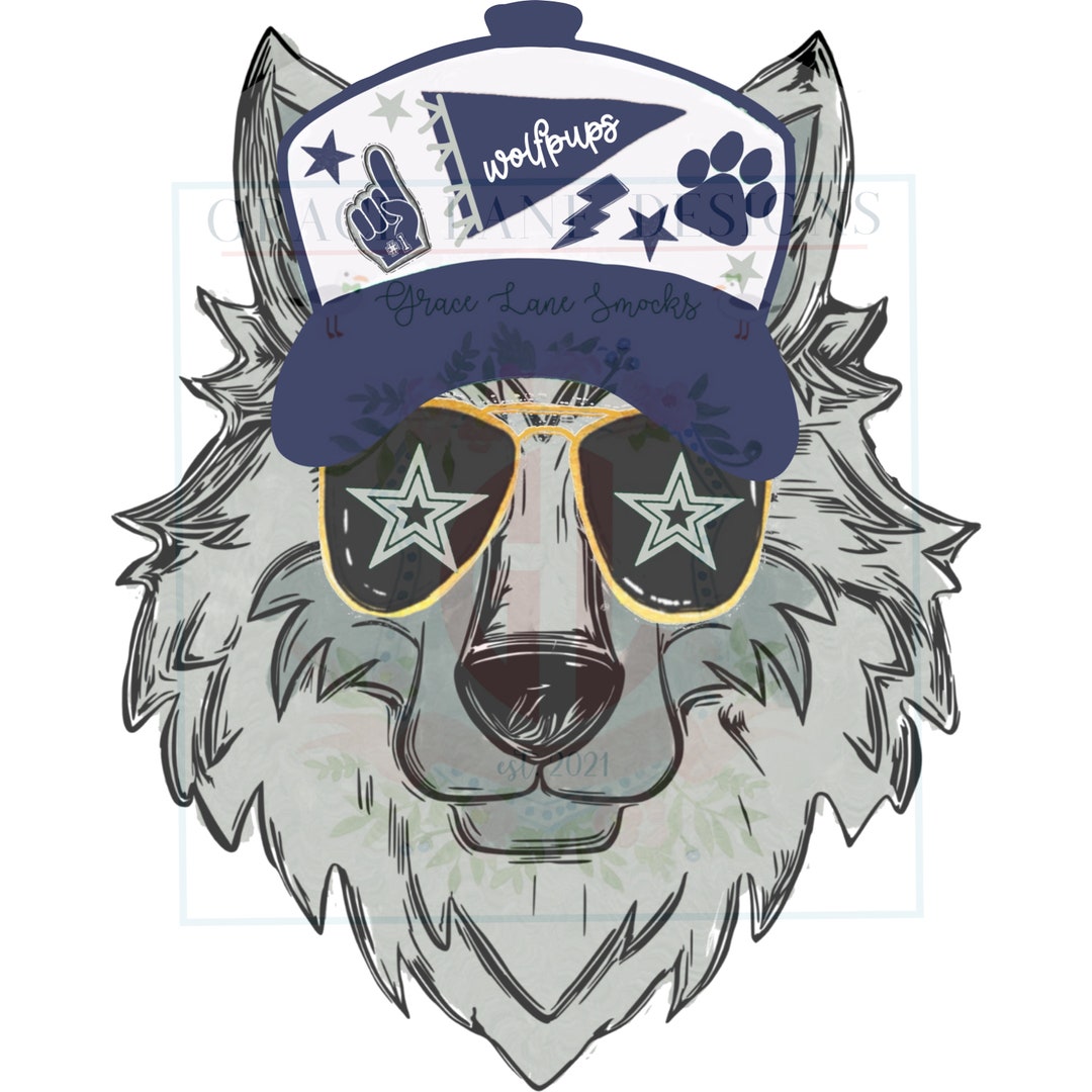 Navy WOLFPUPS Wolves Lobes Mascot Trucker Hat Png Hand Drawn Procreate ...