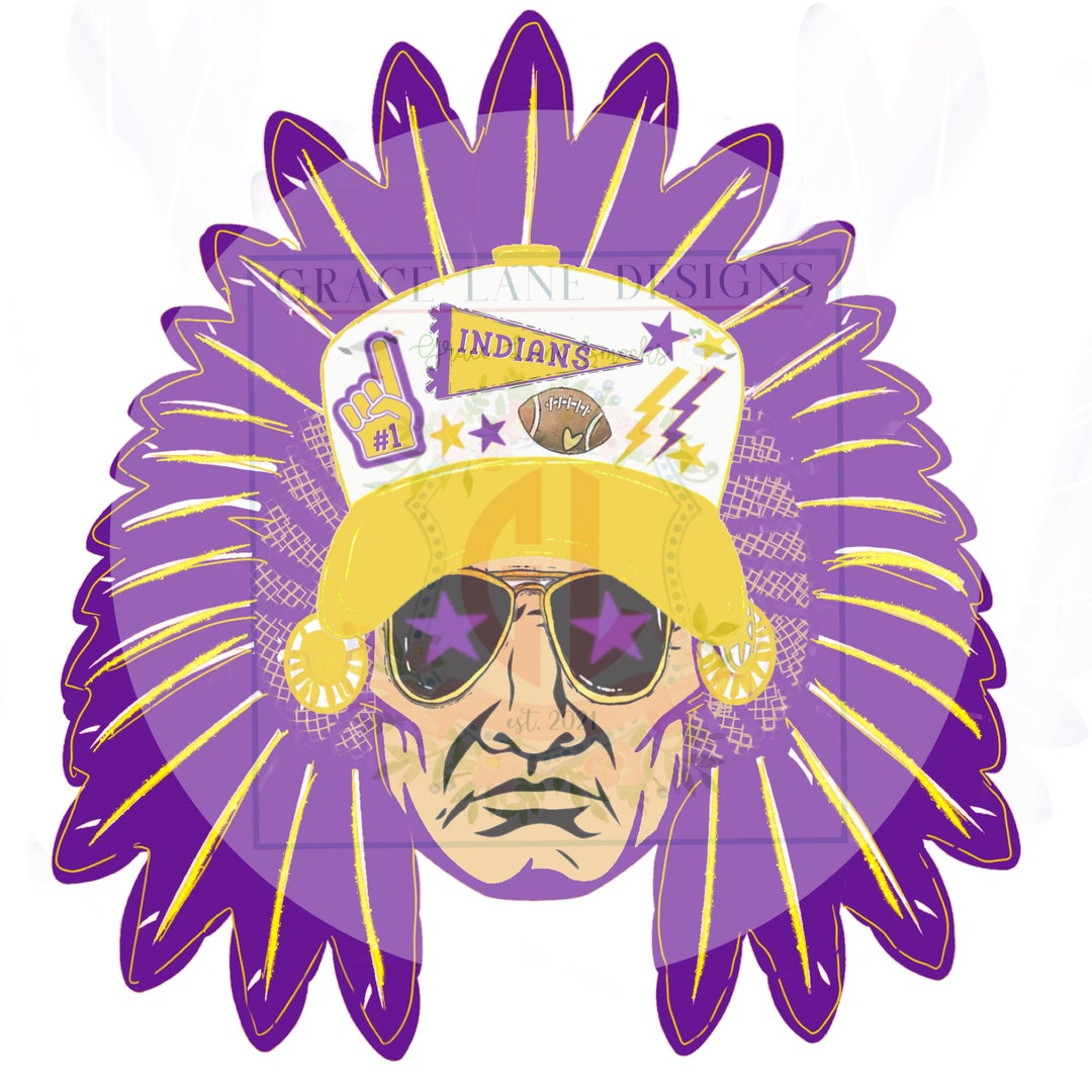 PURPLE YELLOW Indians Raiders Warriors Trucker Hat Png Hand Drawn ...