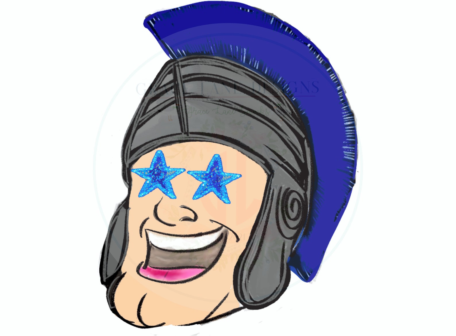 SPARTAN Trojan Royal Blue White Png Hand Drawn Procreate Digital ...