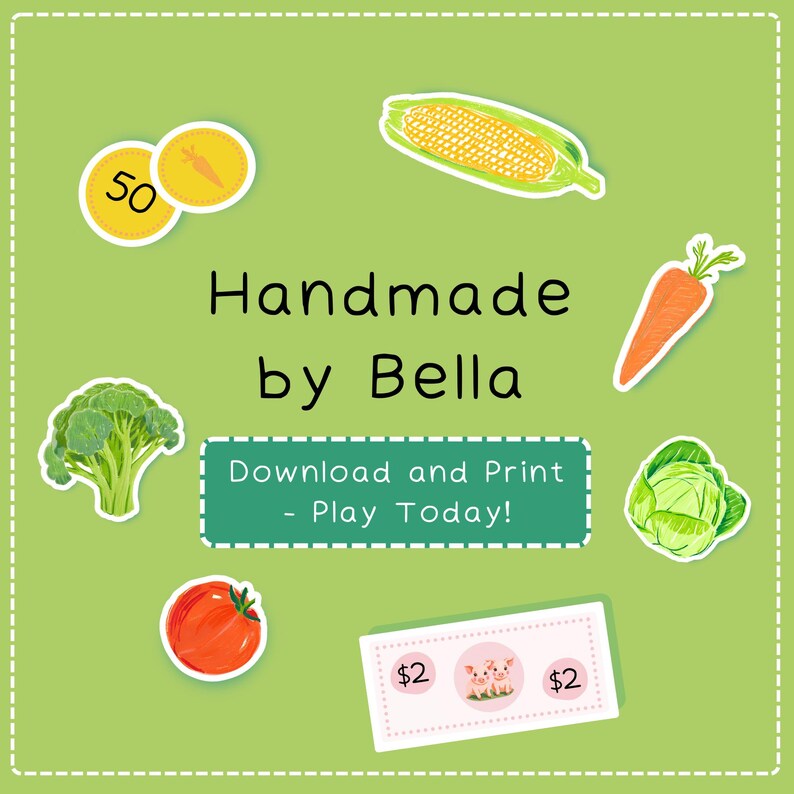 Farmers Market Printable Play Kit for Kids – Pretend Play Veggie Stand ...