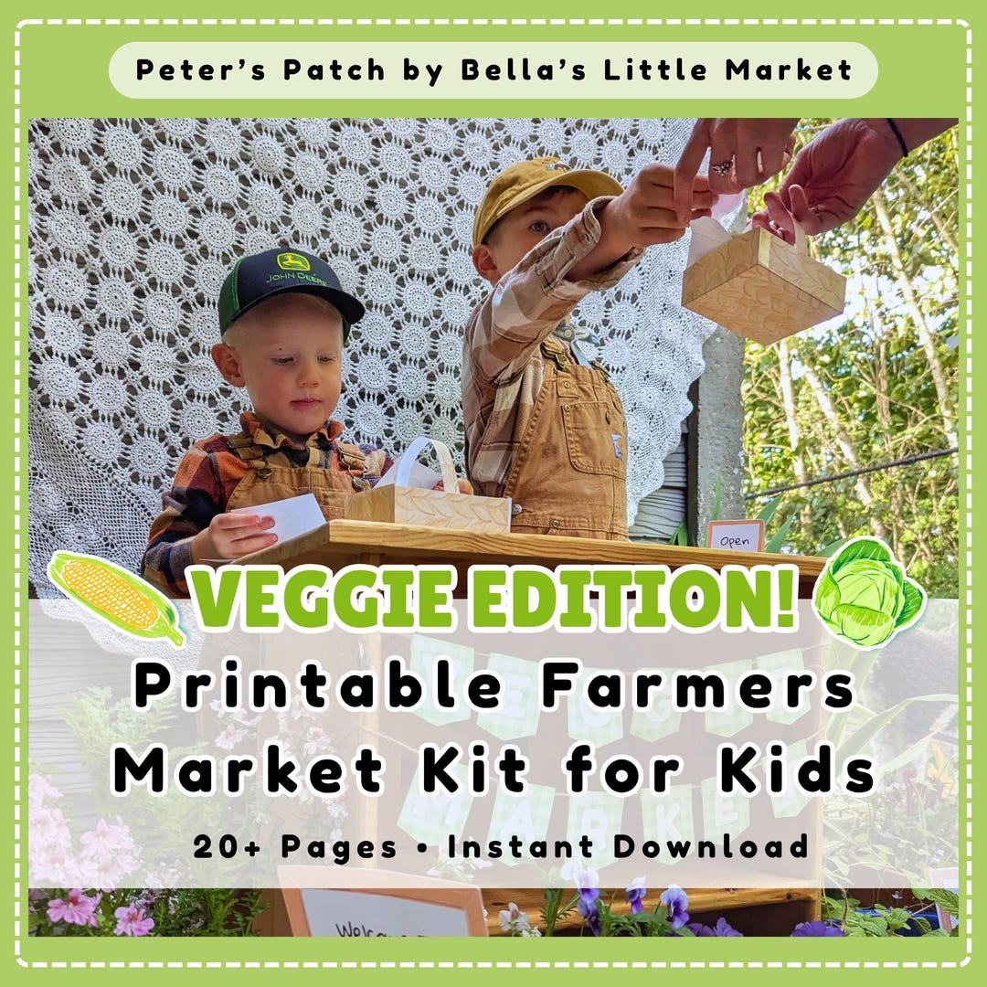 Printable Farmers Market Play Kit for Kids – Veggie Stand Pretend Play ...