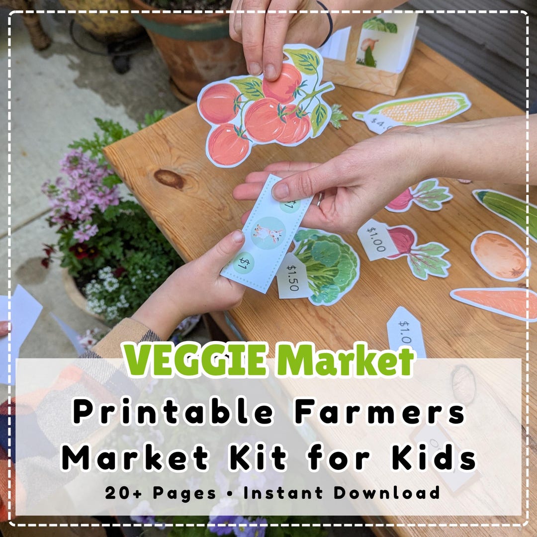 Printable Veggie Stand | Kids Farmers Market Pretend Play Kit (PDF) - Etsy