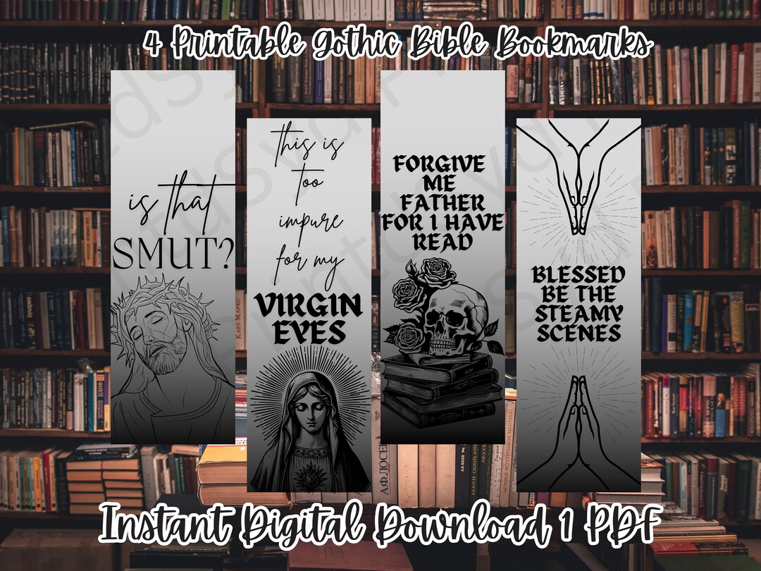 4 Printable Gothic Bible Bookmarks, Instant Download, is That Smut ...