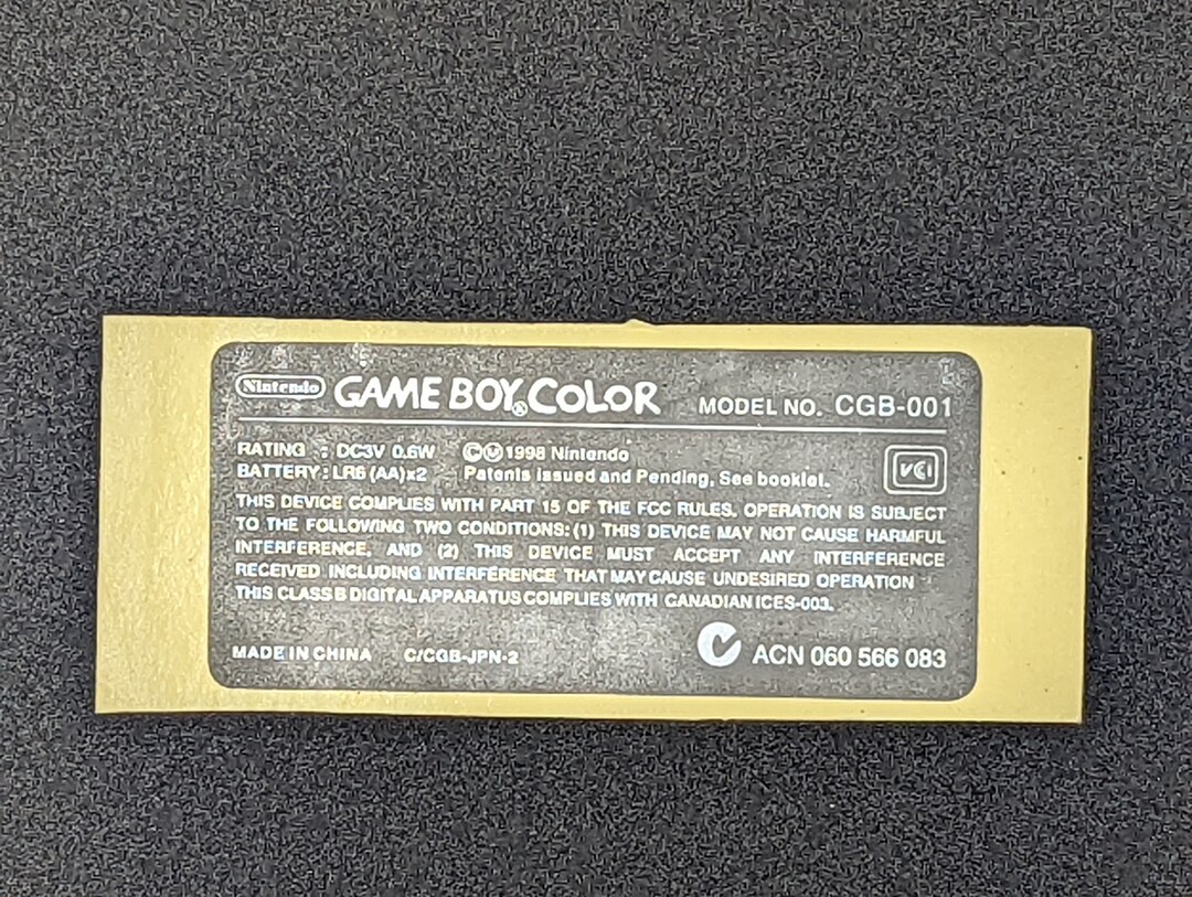 Gameboy Color Replacement Information Sticker - Etsy