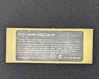 Gameboy Color Back Sticker - Etsy